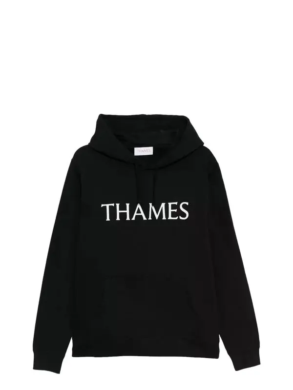 THAMES MMXX Logo Printed Hoodie - Black