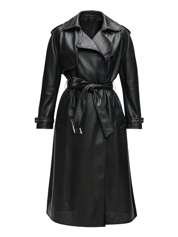 Karl Lagerfeld Belted Double-breasted Trench Coat - Black