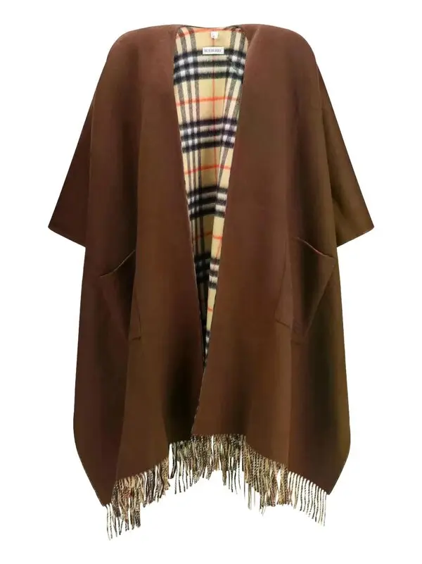 Burberry Embroidered Fringed Cape - Brown