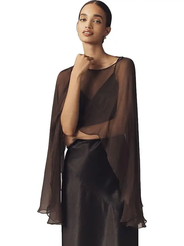 GEISHA DESIGNS High-low Sheer Cape - Chocolate