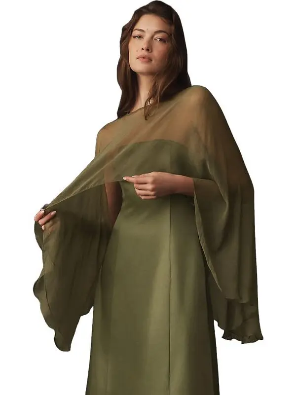 GEISHA DESIGNS High-low Sheer Cape - Green