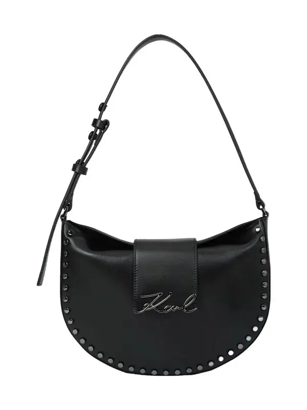 Karl Lagerfeld K/signature Stud-embellished Shoulder Bag - Black