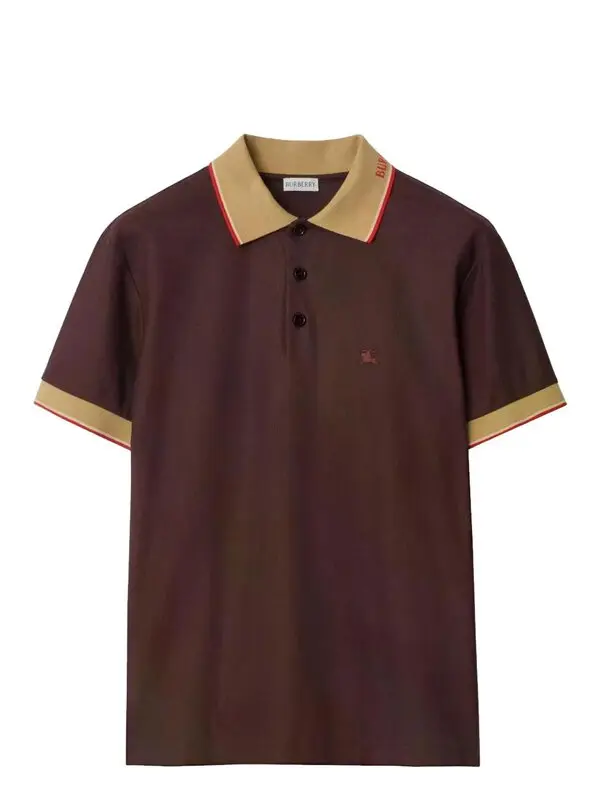 Burberry Logo-collar Knight-embroidered Polo Shirt - Red