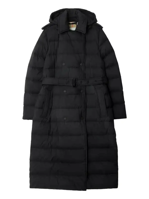 Burberry Hooded Belted Padded Coat - Black
