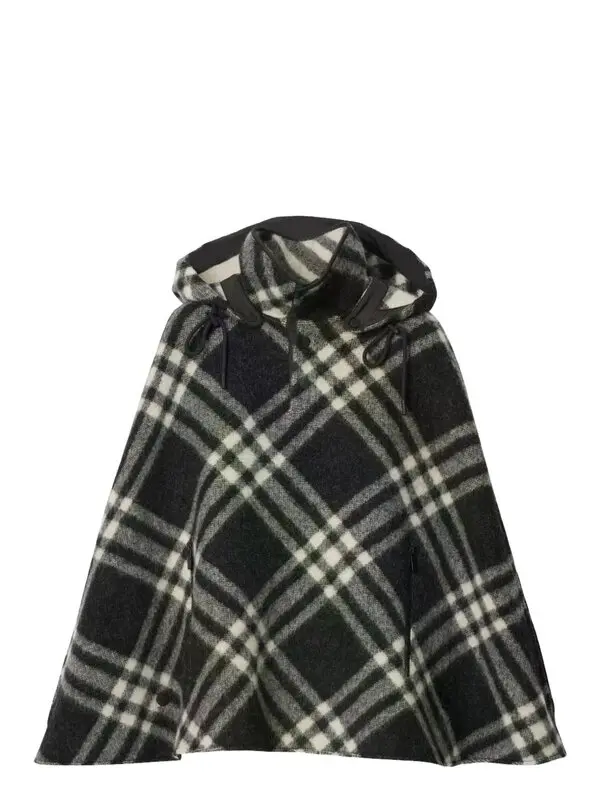 Burberry Hooded Wool Poncho - Black