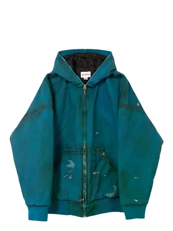 KAMIYA Distressed Zip-up Jacket - Blue