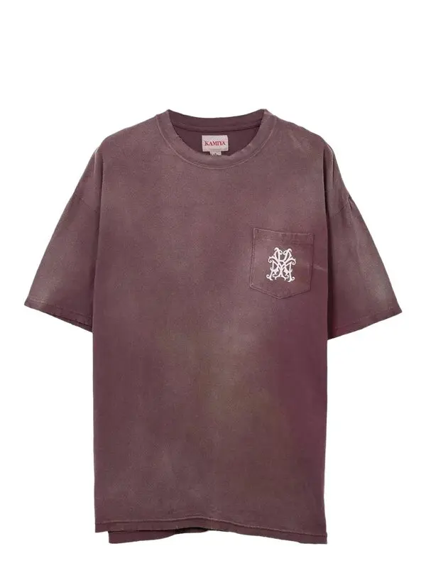 KAMIYA Rose-print Pocket T-shirt - Brown