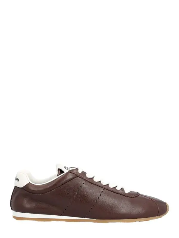 Miu Miu Plume Nappa Leather Sneakers - Brown