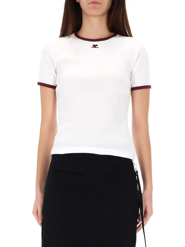 COURREGES Signature Contrast T-shirt - White
