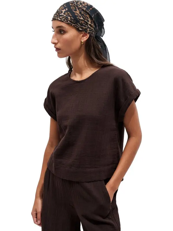 ME+EM Cheesecloth T-shirt - Ganache Brown