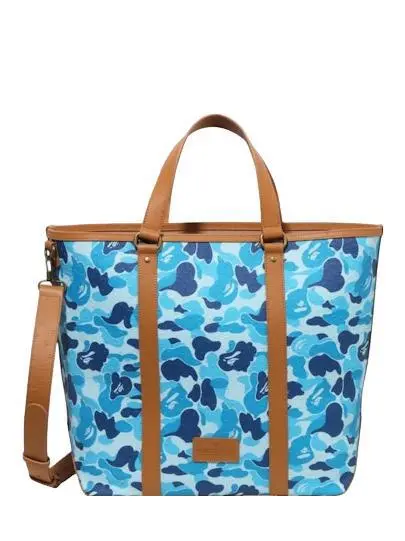 A BATHING APE Abc Camo Pu Ostrich Tote Bag - Blue
