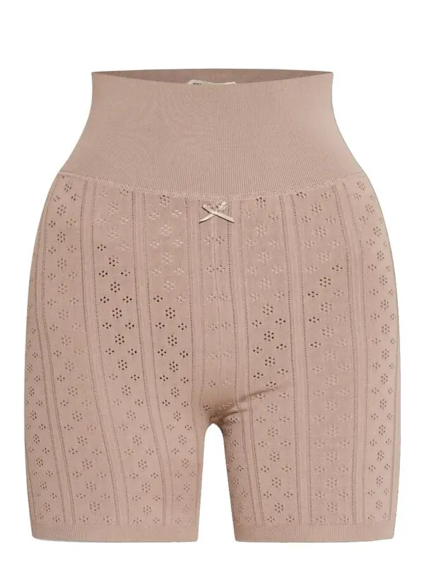 JW Anderson High-waisted Openwork Knit Shorts - Beige