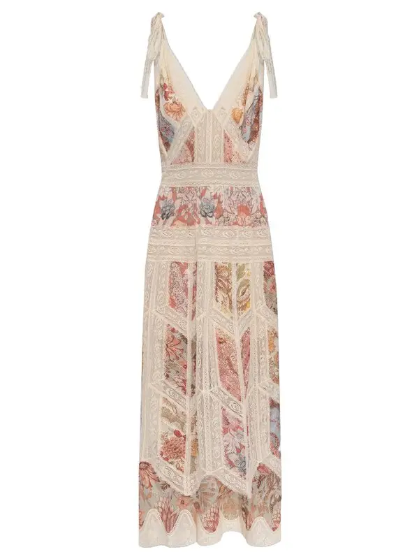 Zimmermann Lace Insert Midi Dress - Multicolour