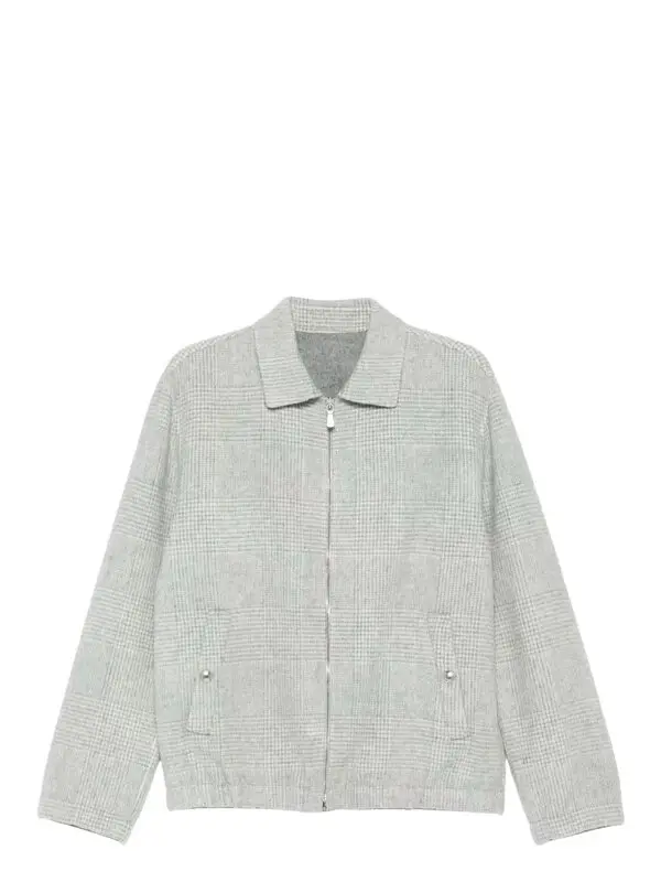 Eleventy Checked Zip-up Bomber Jacket - Grey