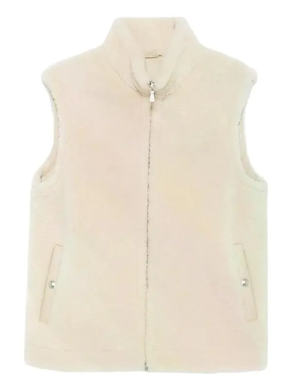 Eleventy Shearling Zip-front Gilet - Neutrals