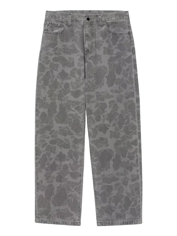 Carhartt Work In Progress Logo-patch Abstract-pattern Trousers - Grey