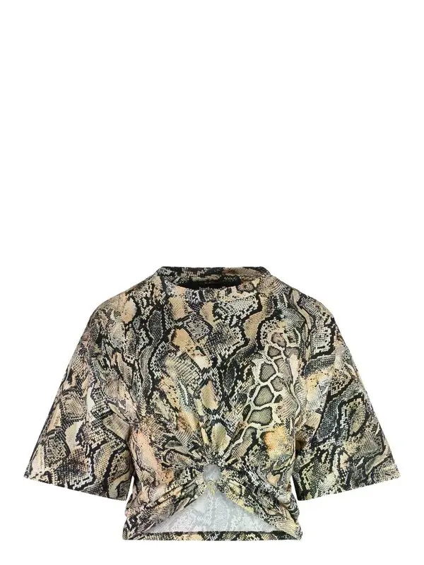 Just Cavalli Knot Snakeskin-print Top - Neutrals