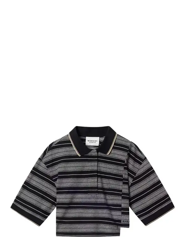 MARANT ETOILE Isalyne Striped Polo Top - Black