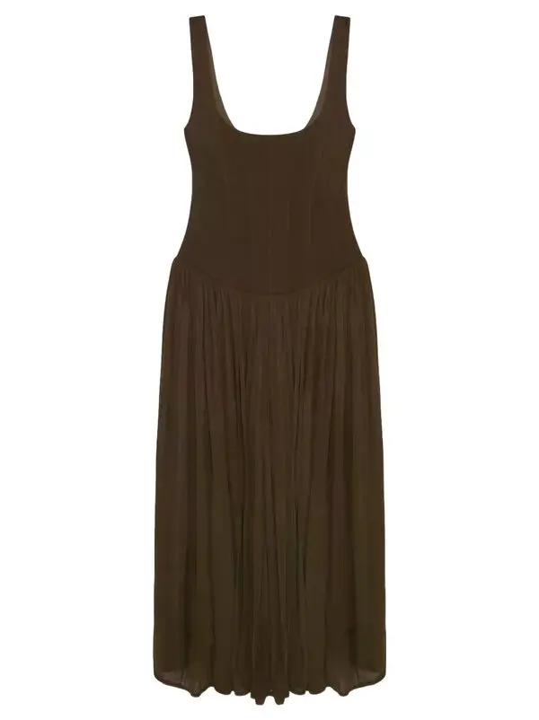 Simkhai Jamie Square-neck Midi Dress - Brown