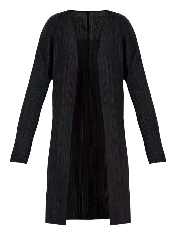 Issey Miyake Pleated Long Coat - Black