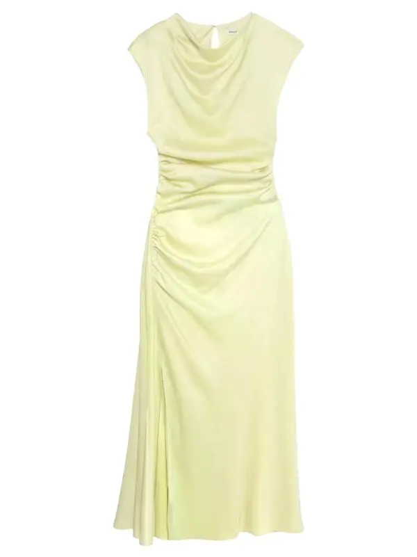 Simkhai Burke Draped Gathered Satin Midi Dress - Yellow