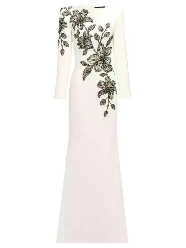 Jenny Packham Floral-embellished Maxi Dress - Neutrals