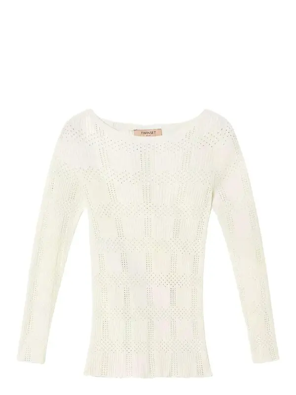 TWINSET Ribbed Knit Top - White