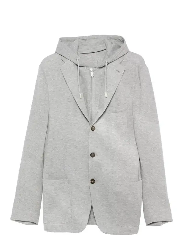 Eleventy Hooded Single-breasted Blazer - Grey