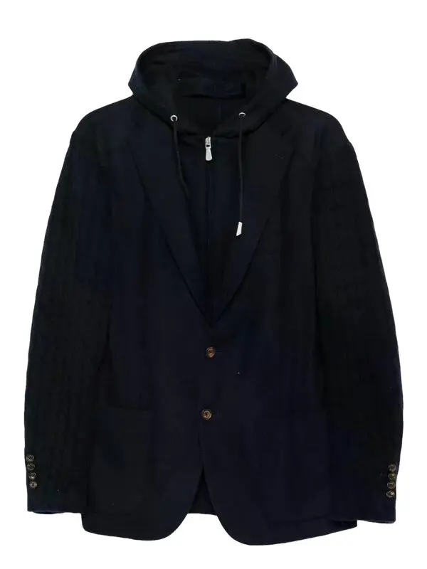 Eleventy Hooded Single-breasted Blazer - Blue