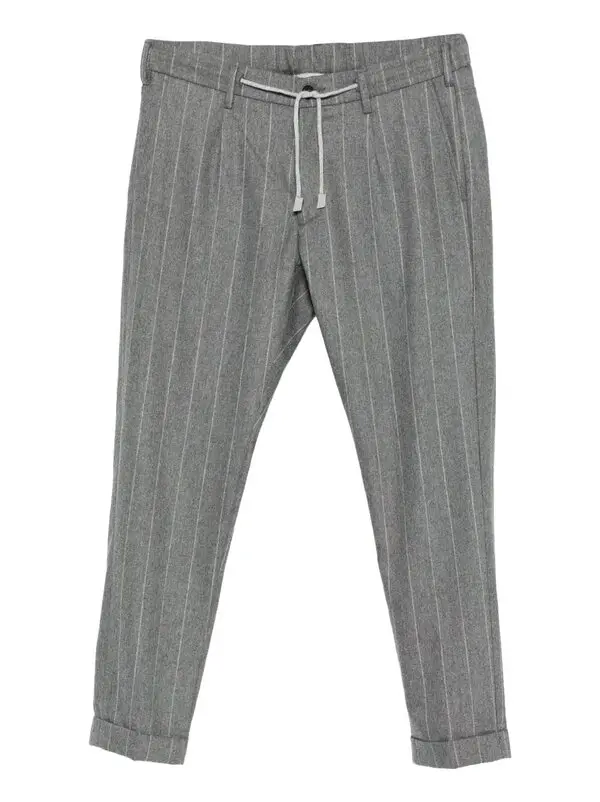 Eleventy Pinstripe Drawstring Trousers - Grey