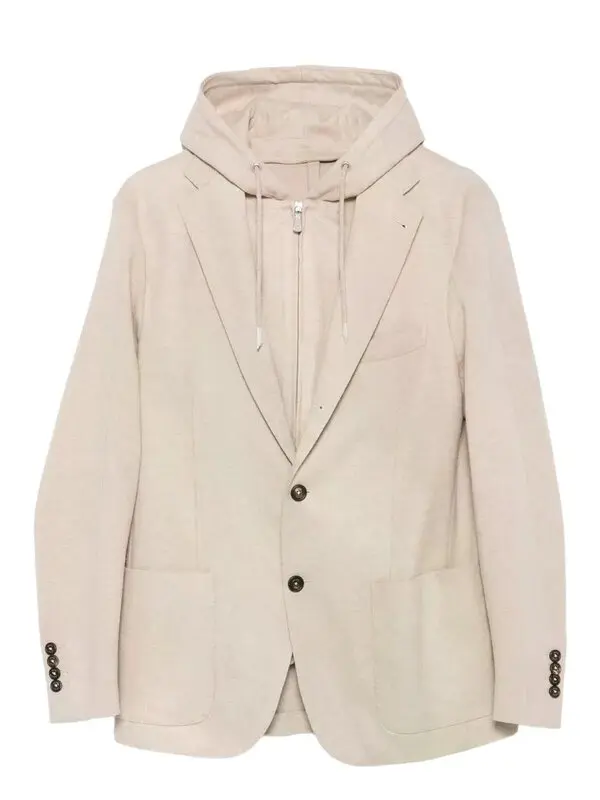 Eleventy Hooded Single-breasted Blazer - Neutrals