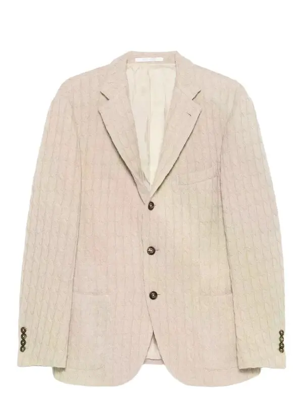 Eleventy Cable-knit Single-breasted Blazer - Neutrals