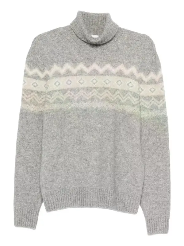 Eleventy Turtleneck Jacquard Sweater - Grey