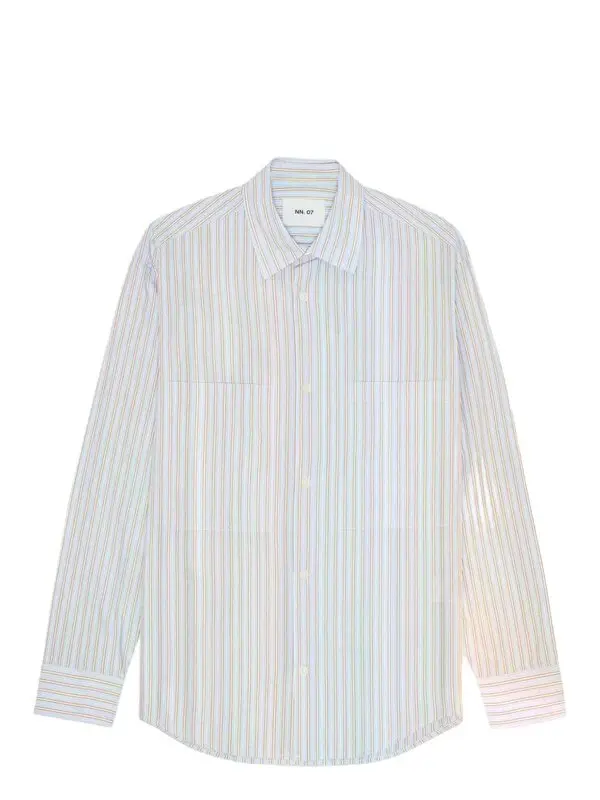 Nn07 A Light, Smooth Shirt In Cotton, Woven In A Yarn Dyed Stripe - Blue