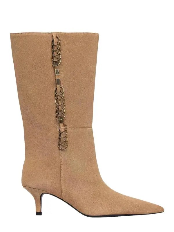 Patrizia Pepe 55mm Chain-detail Pointed-toe Boots - Neutrals