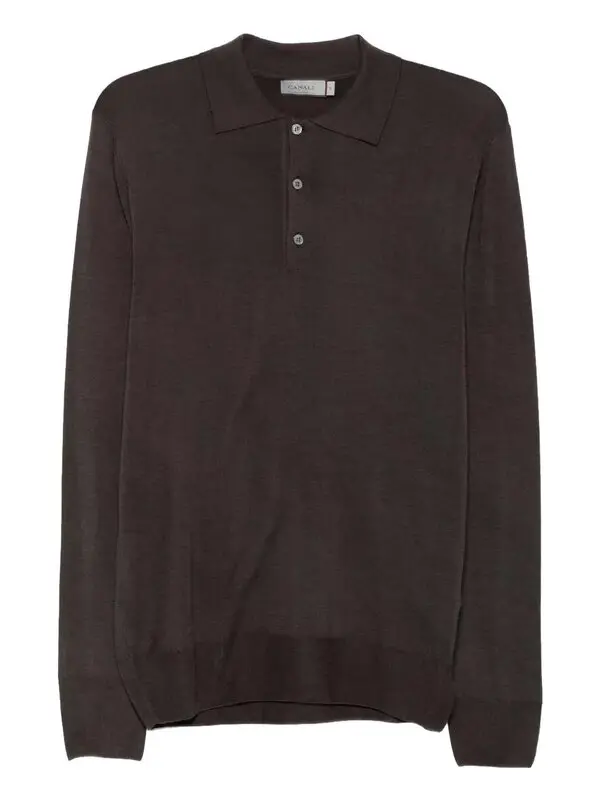 Canali Button-placket Polo Shirt - Brown