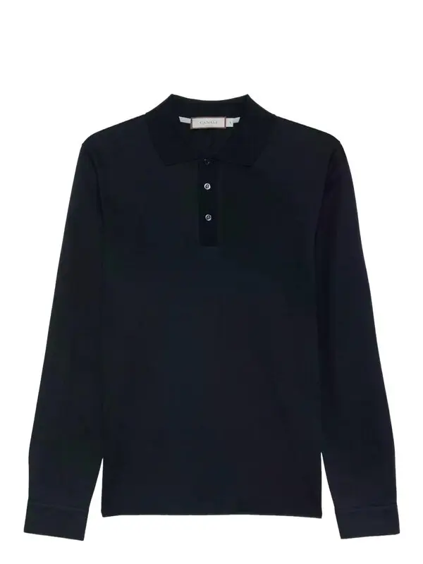 Canali Long-sleeve Button Polo Shirt - Blue