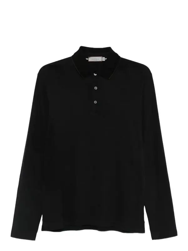 Canali Long-sleeve Polo Shirt - Black
