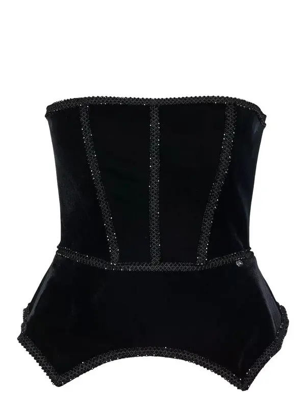 NISSA Embellished Corset Top - Black
