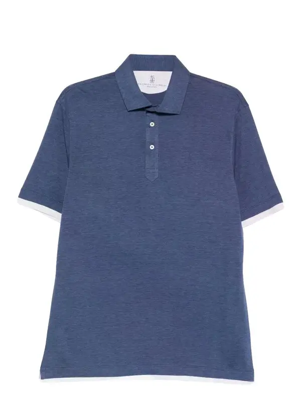 Brunello Cucinelli Button Trim Polo Shirt - Blue
