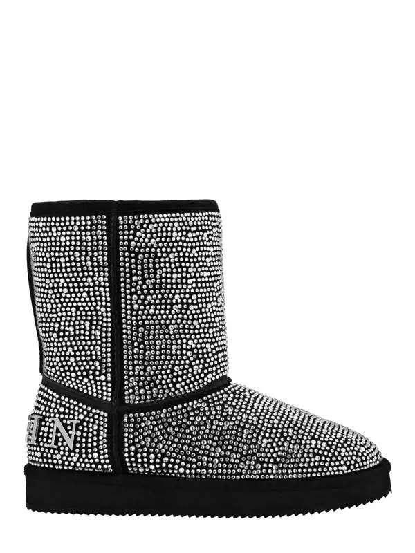 Philipp Plein Embellished Flat Ankle Boots - Black