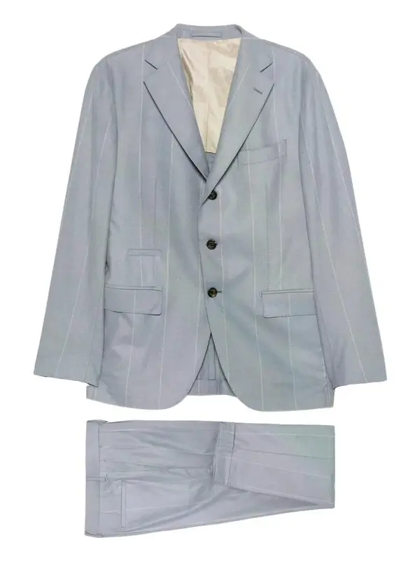 Eleventy Pinstripe Single-breasted Suit - Blue