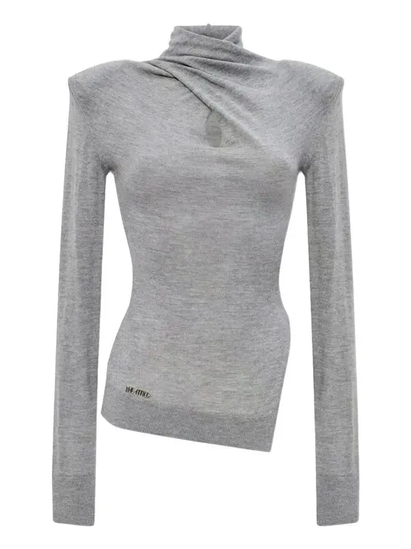 Attico Twisted Turtleneck Top - Grey