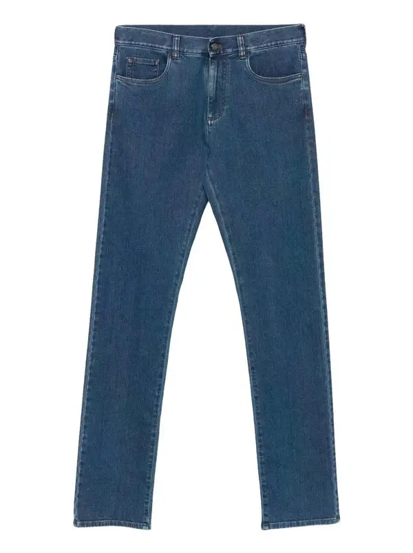 Canali Cotton-blend Straight-leg Jeans - Blue