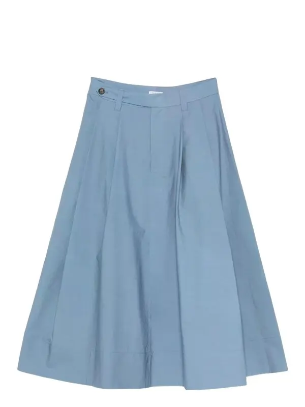 Brunello Cucinelli Pleated Cotton Skirt - Blue