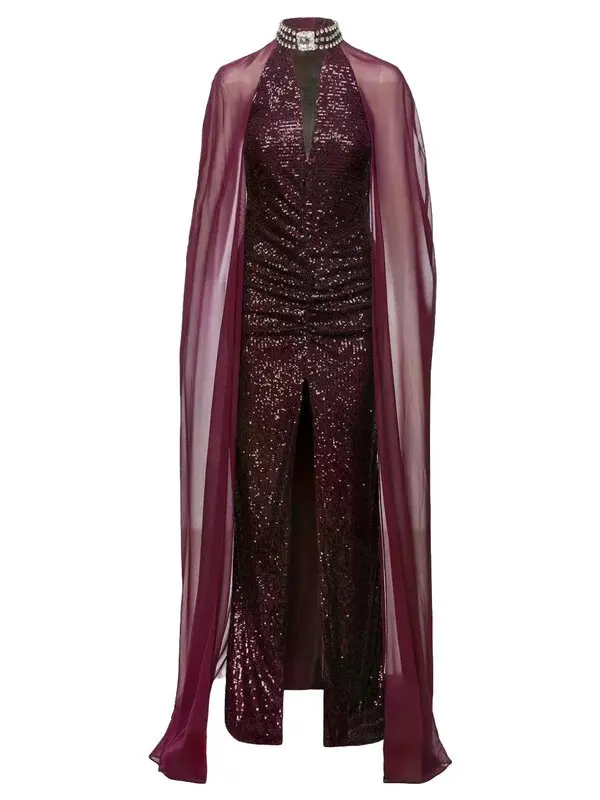 NISSA Sequin-embellished Maxi Dress - Purple