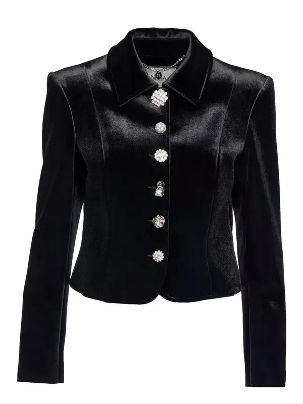 NISSA Jewel-button Jacket - Black