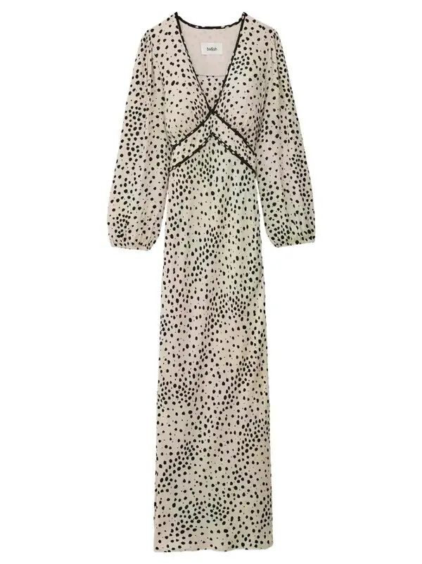 Ba&sh Polka-dot V-neck Maxi Dress - Neutrals