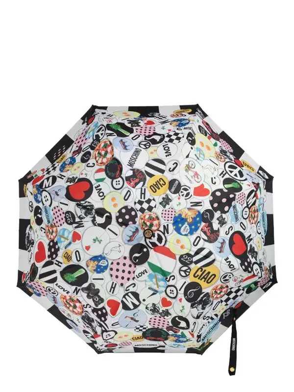 Moschino Striped Patterned Umbrella - White