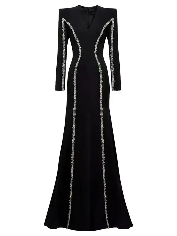 Jenny Packham Embellished Long-sleeve Maxi Dress - Black